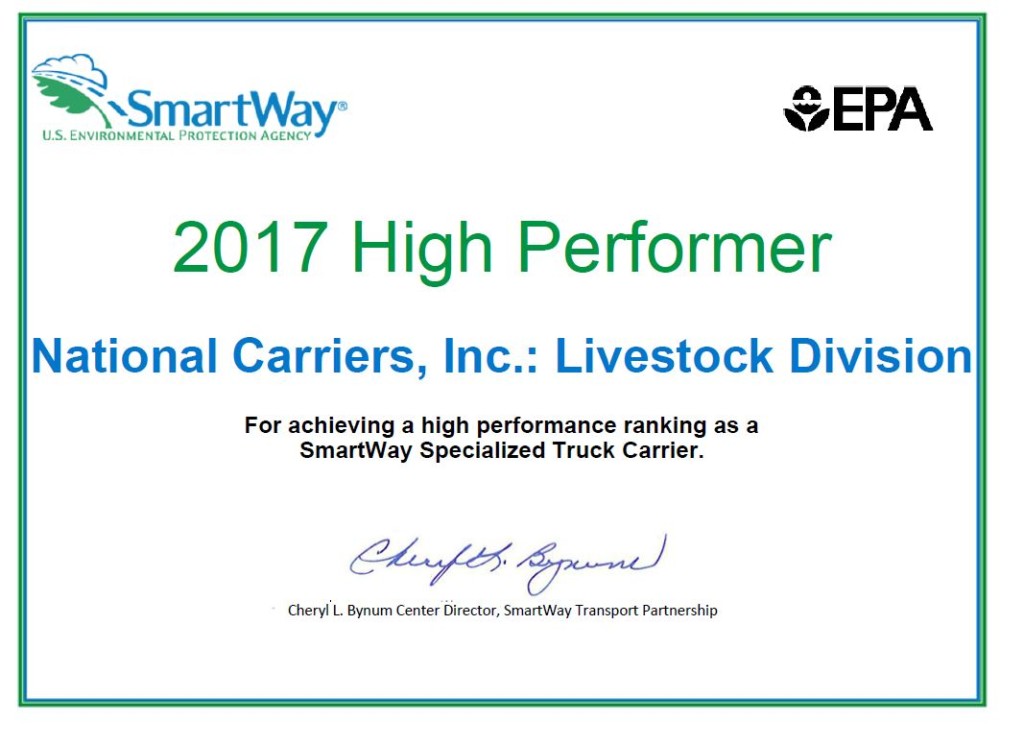 National Carriers Named SmartWay High Performer – National Carriers | Blog